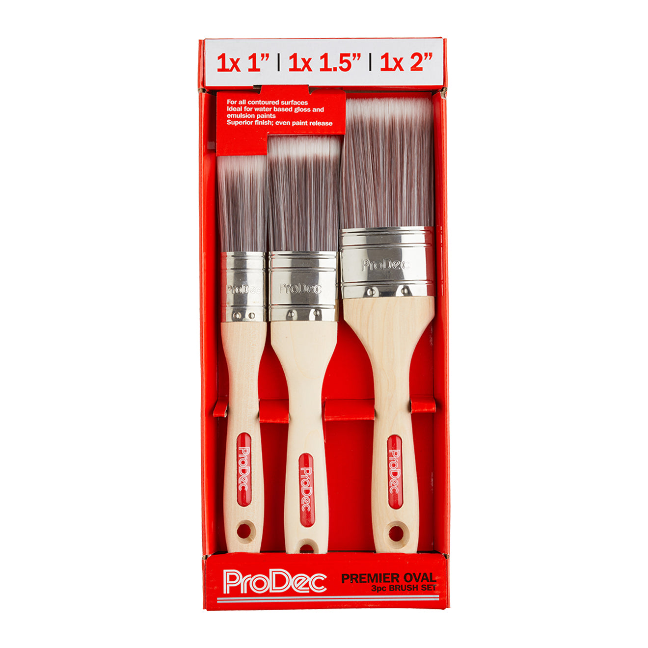 Prodec Premier Synthetic Oval Paint Brush Set 3 Pack – Decorating Supplies Online
