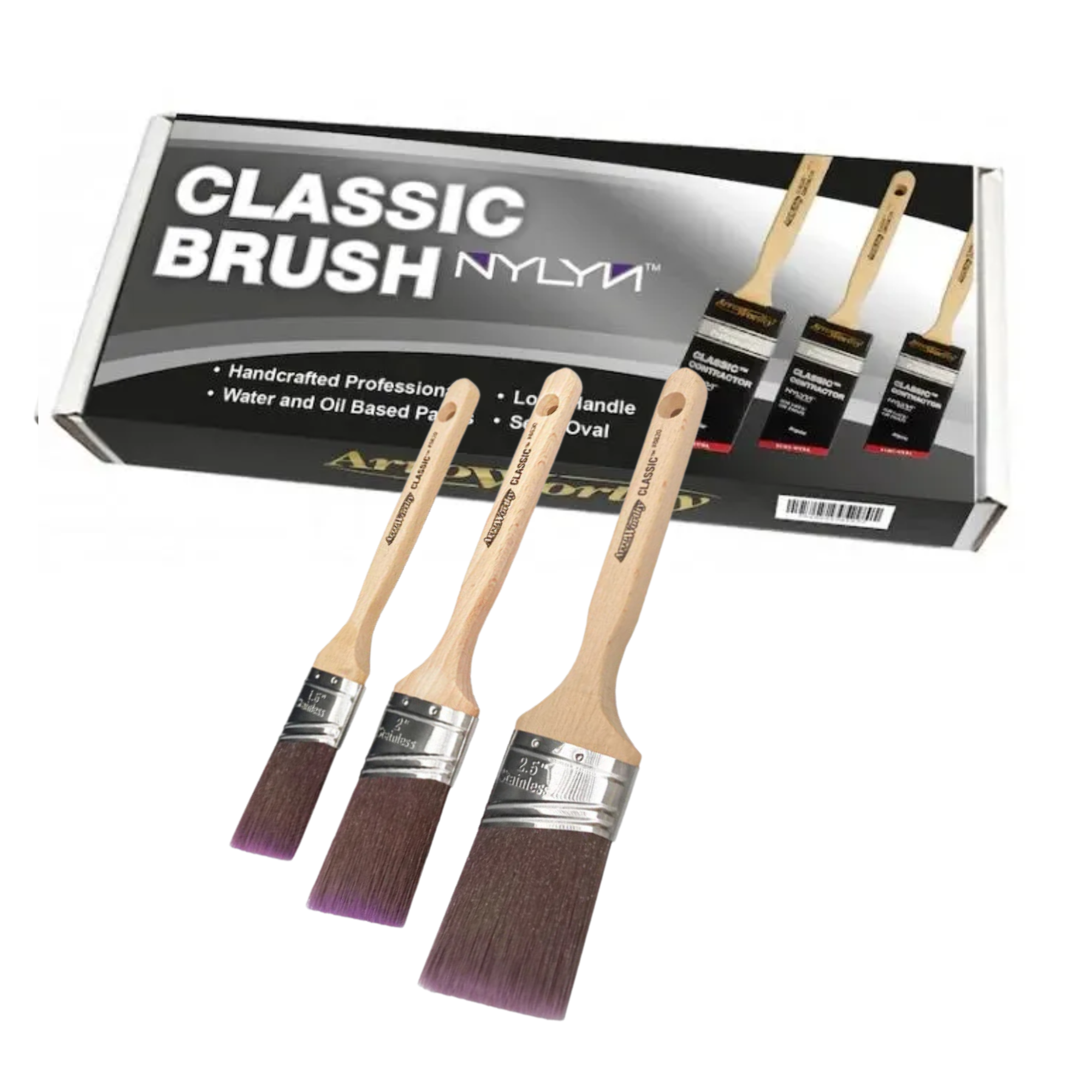 Arroworthy Classic Semi-Oval Angled Long Handle Brushes Box Set 3 Pack ...