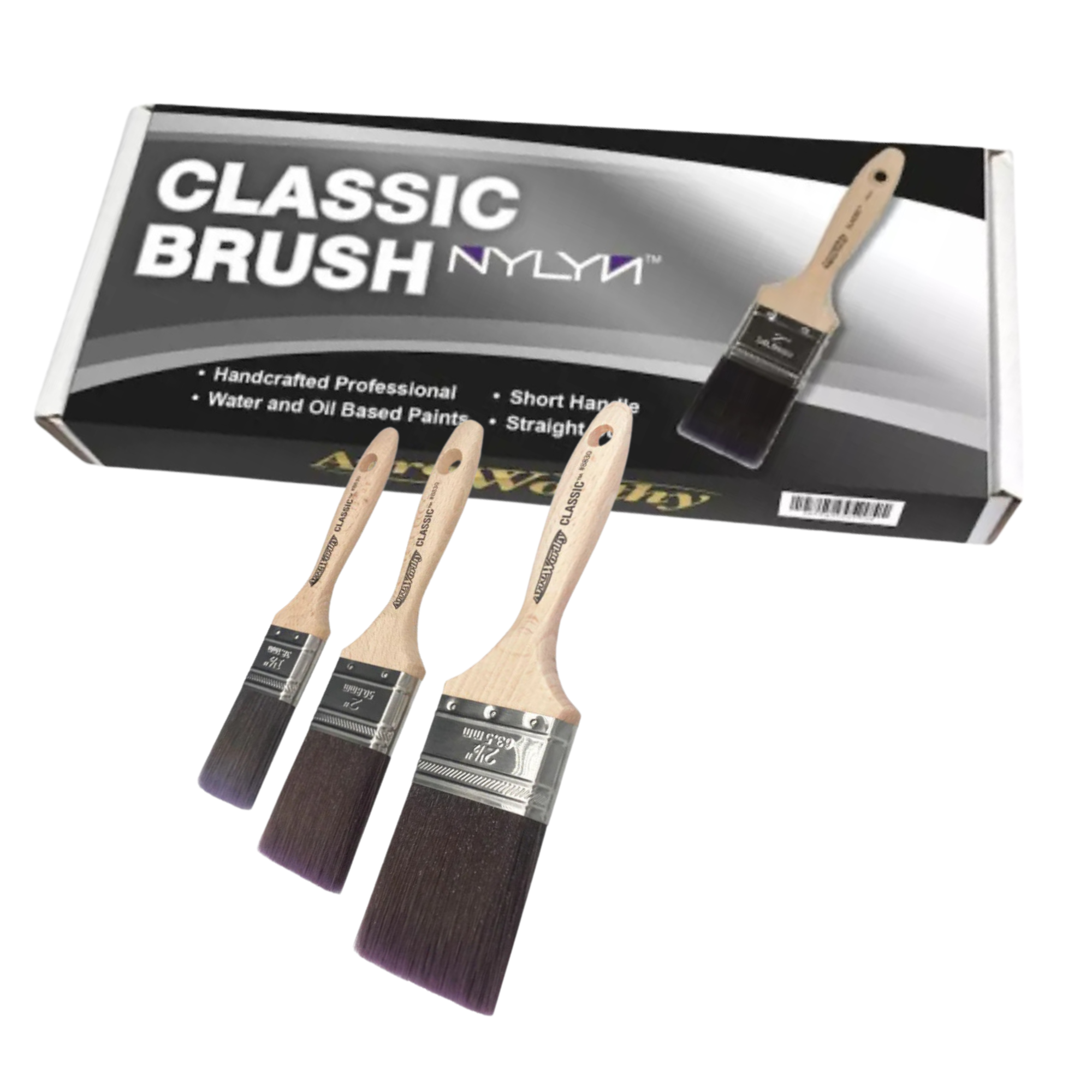 Arroworthy Classic Straight Beavertail Paint Brushes Box Set 3 Pack ...