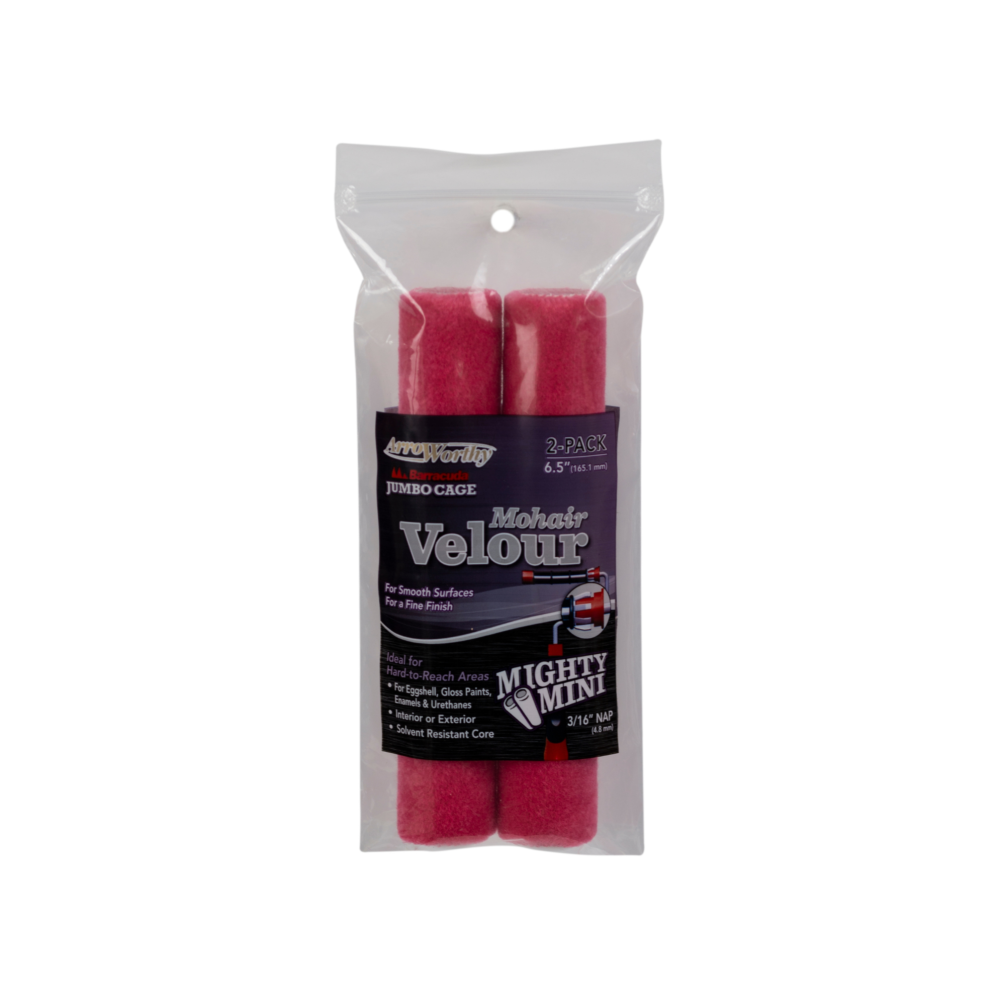 Arroworthy Mohair Jumbo Mini Rollers 3/16" Short Pile 6.5" (2 Pack ...