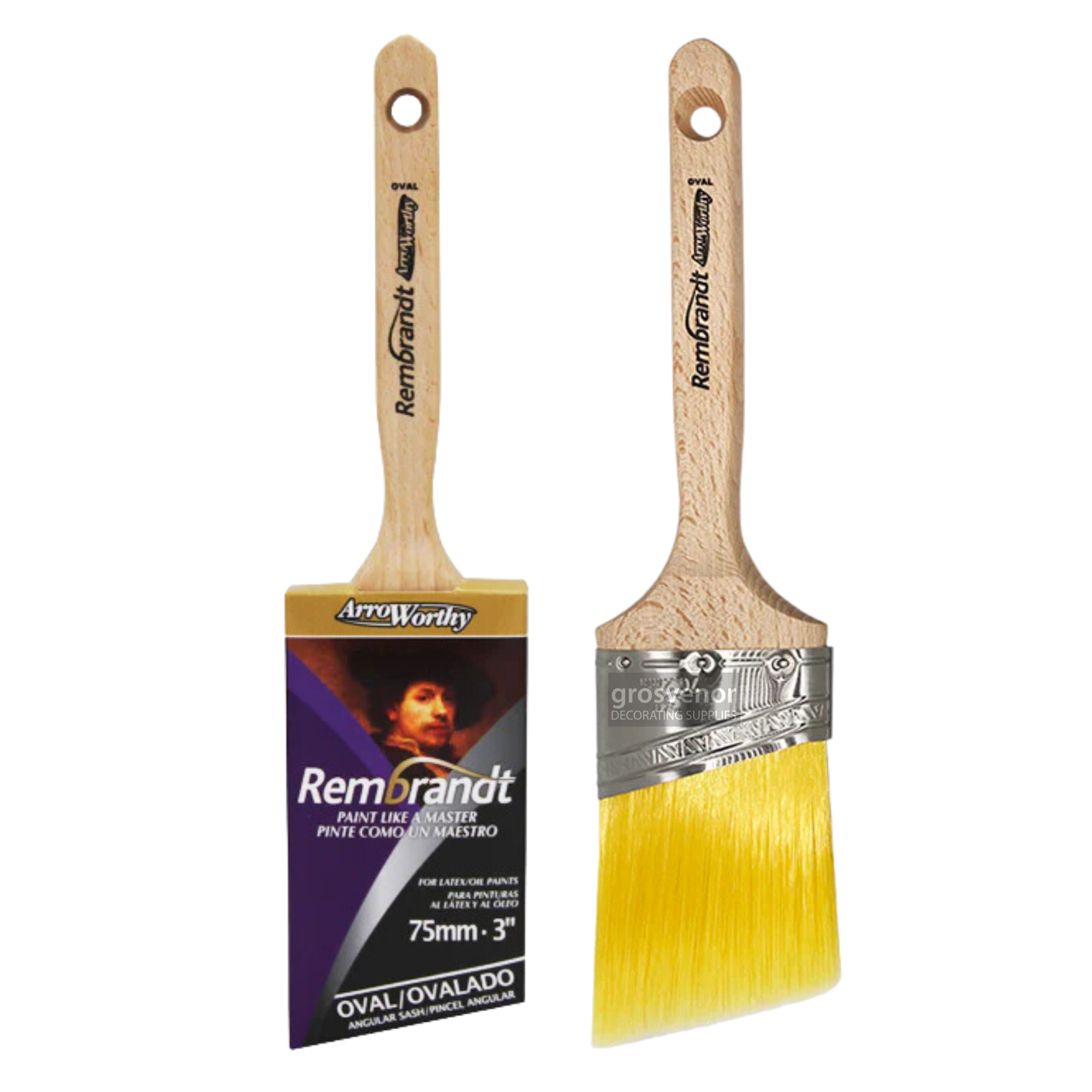 Arroworthy Rembrandt Oval Angled Sash Paint Brush 2.5" – Decorating ...