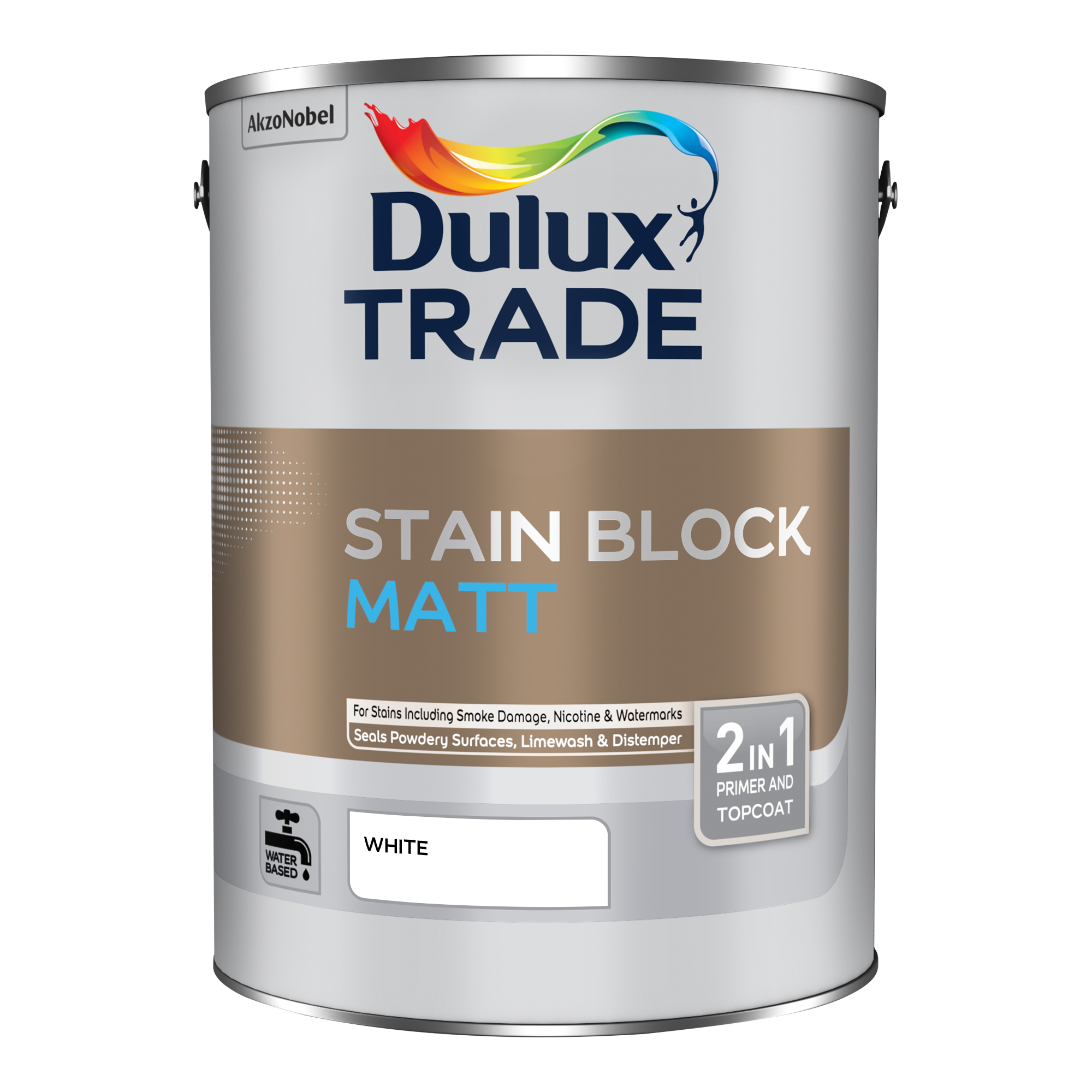 Dulux Trade Stain Block Matt 2-In-1 Primer and Topcoat White ...