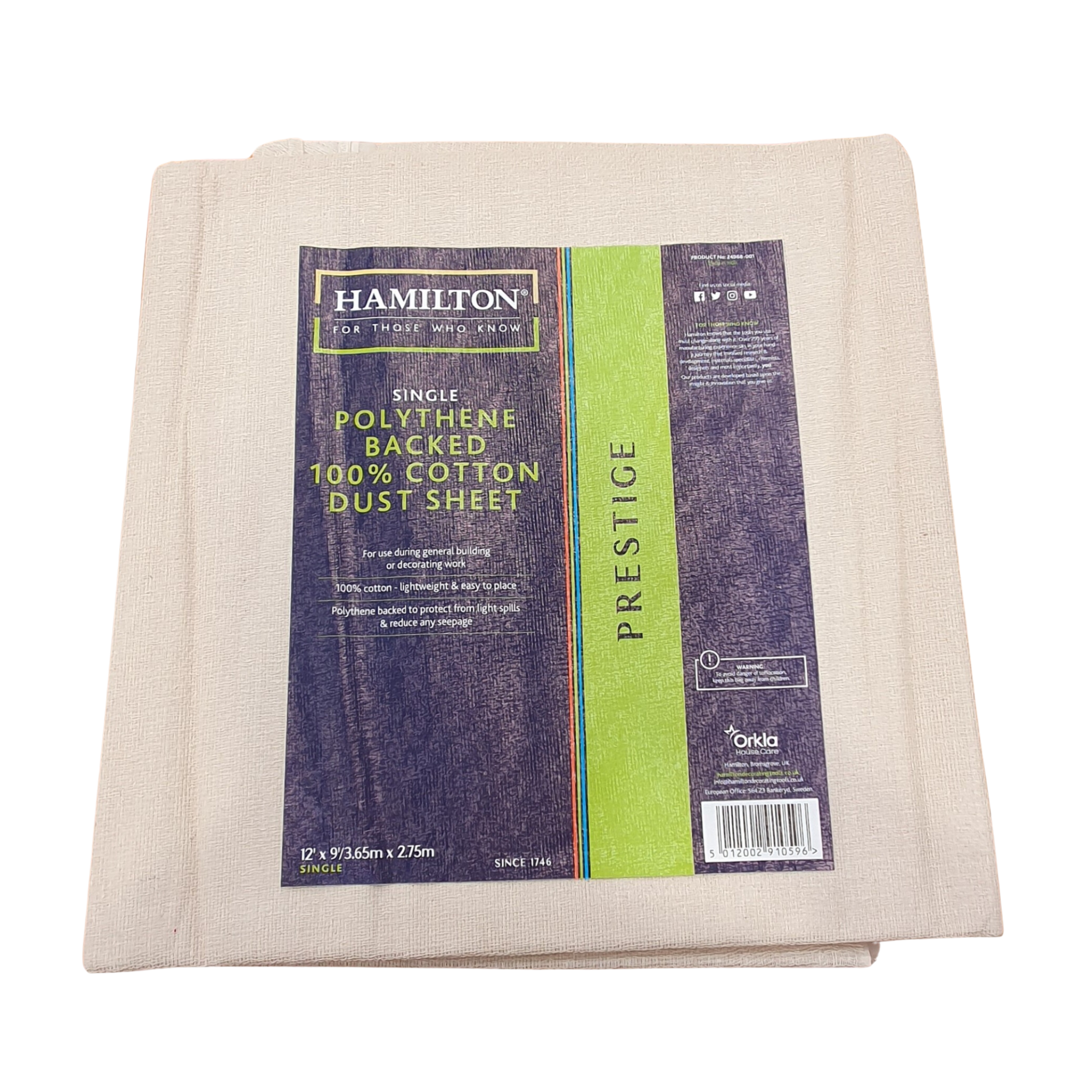 Hamilton Prestige Polythene Backed Dust Sheet 9 x 12 Feet – Decorating ...