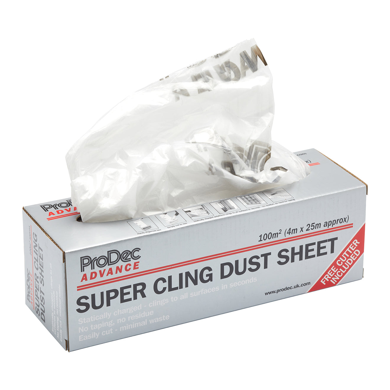 Prodec Advance Super Cling Polythene Dust Sheet Roll 25M X 4M ...