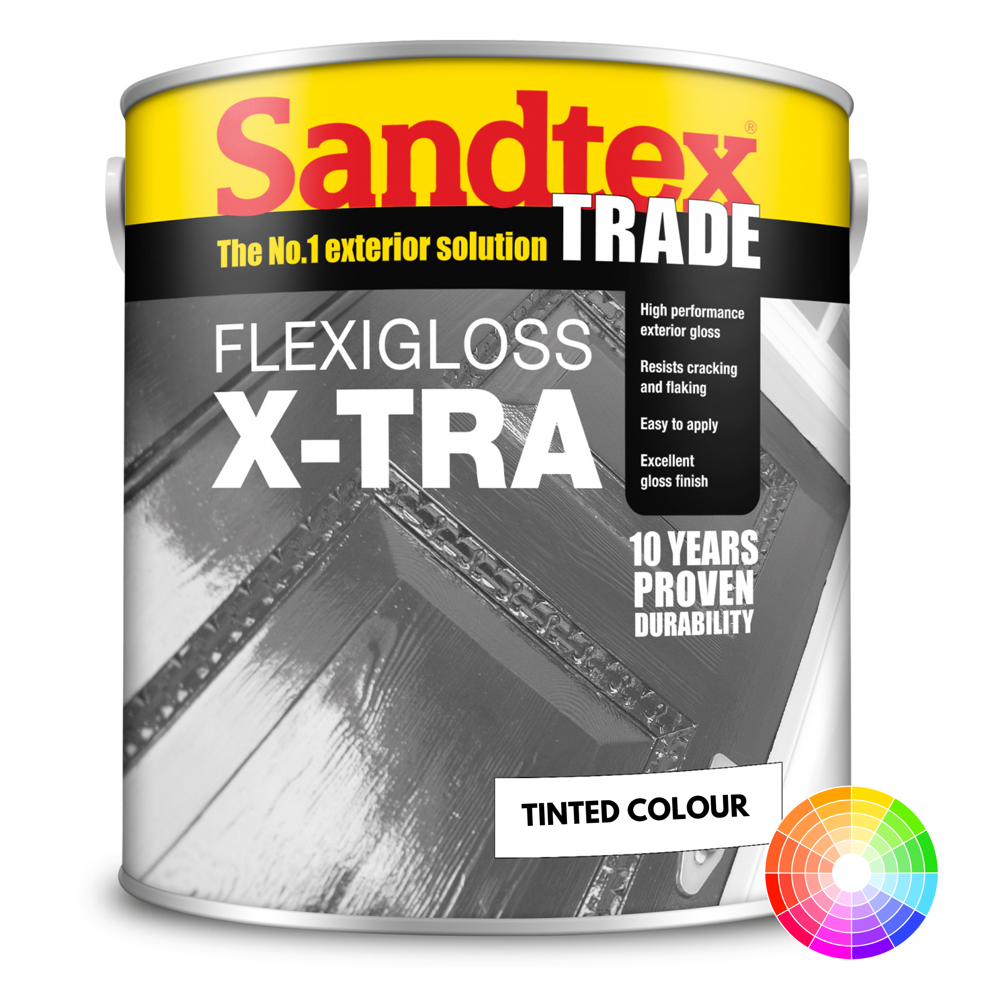 SANDTEX TRADE FLEXIGLOSS X-TRA EXTERIOR WOOD PAINT TINTED COLOUR (OIL ...
